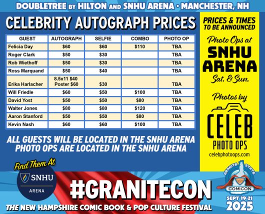 Celebrity Autograph Prices! - Granite State Comic Con